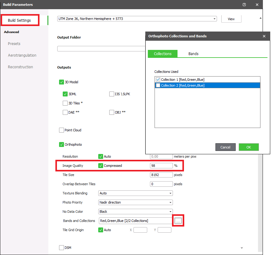 Recommended Settings for Generating a True Orthophoto – Skyline
